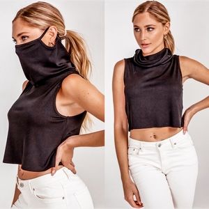 Tops | Mask Turtleneck Crop Top Black | Poshmark